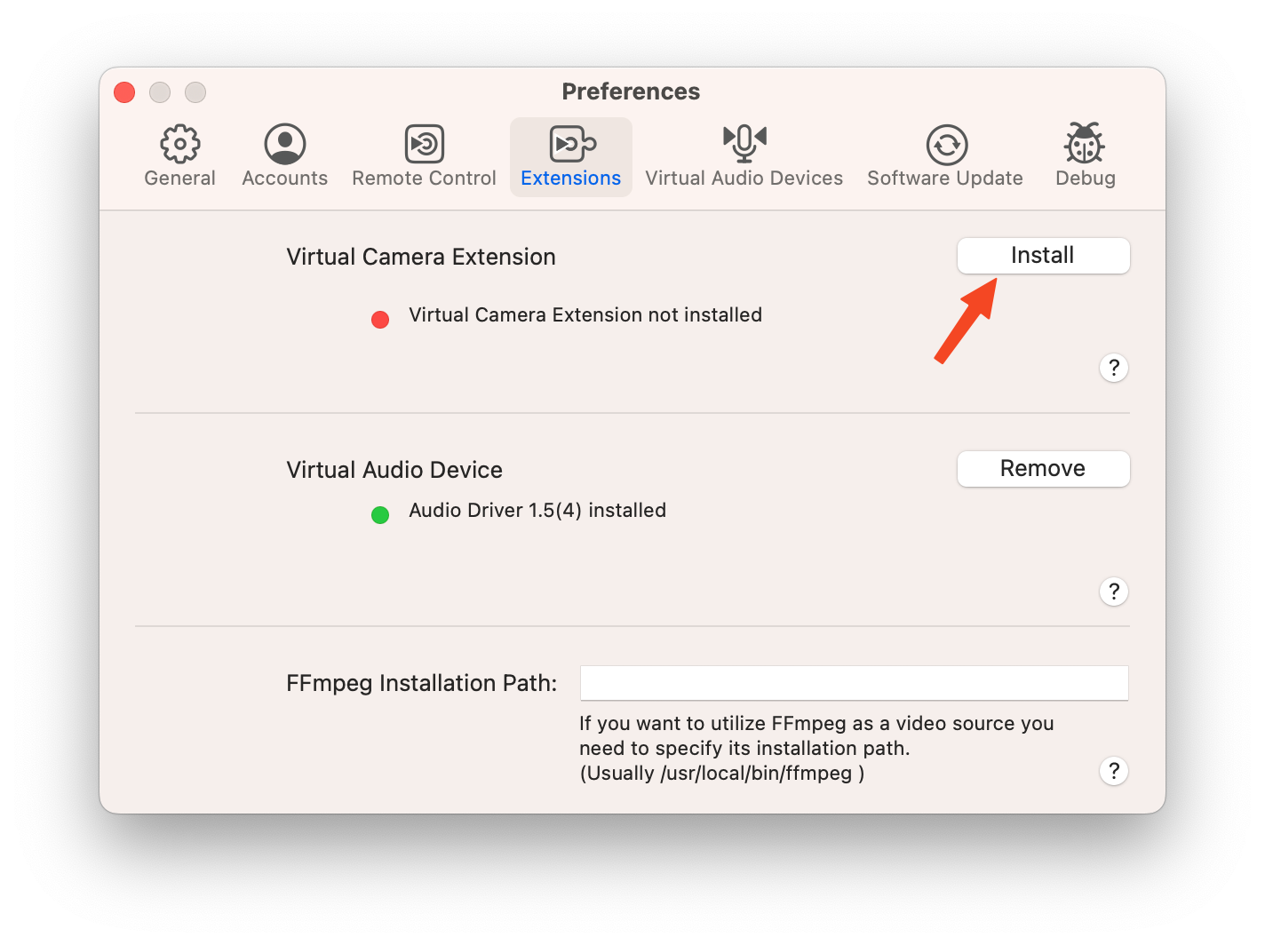 Installing And Activating Virtual Camera Extension Mimolive® 