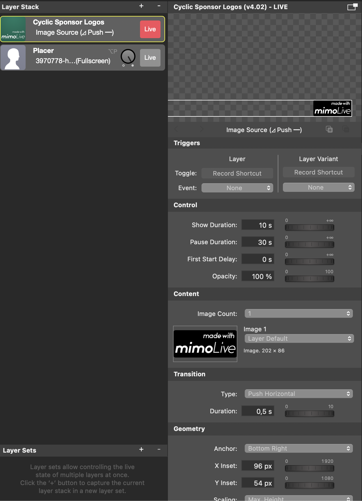 Cyclic Sponsor Logos Layer | mimoLive®