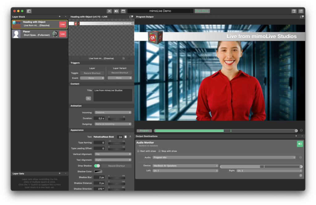 Heading with Object Layer | mimoLive®